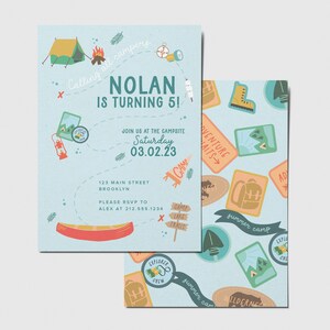 Camping Birthday Party Cupcake Toppers, Stickers, Adventure Awaits, Boy ...