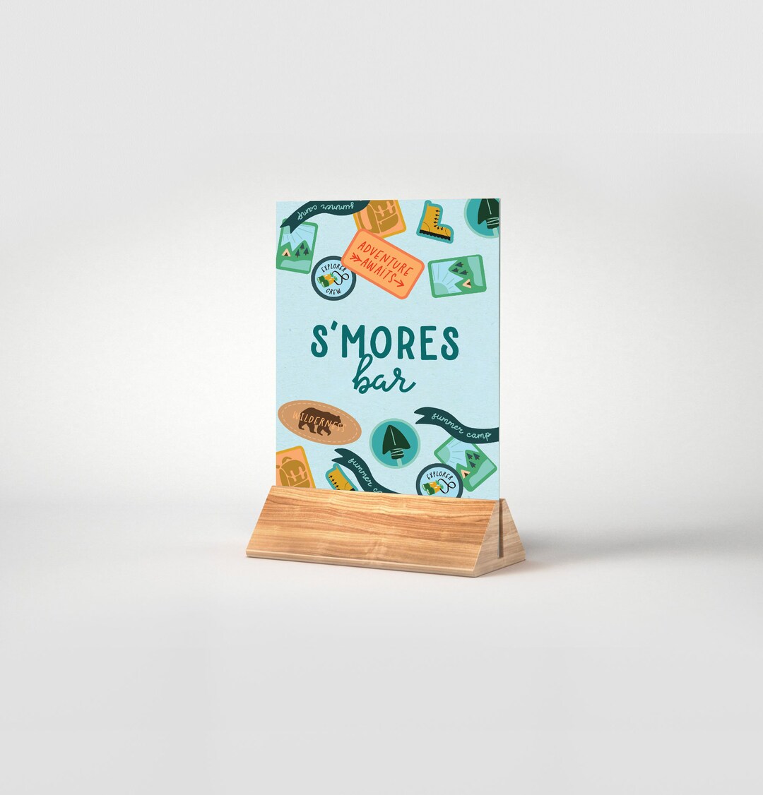 Camping Birthday Party Table Signs, Table Decorations, Adventure Awaits ...