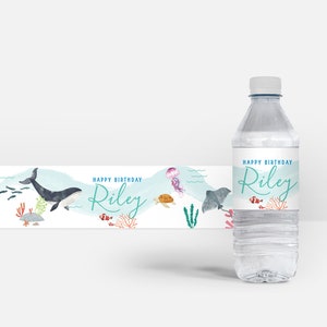 Under the Sea Birthday Party Water Bottle Label, Sea Life, Ocean ...