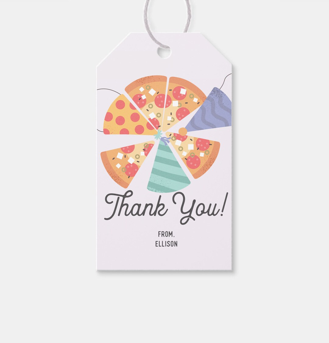 Pizza Party Birthday Favor Tag, Thank You Tag, A Slice of Fun, Party ...