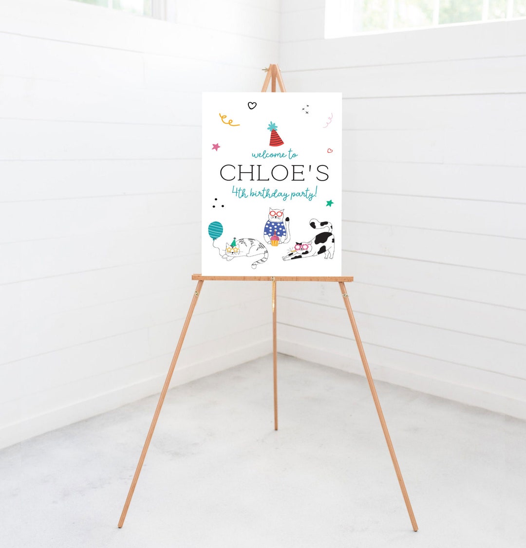 Cat Party Birthday Invitation, Kitten Party, , Welcome Sign, 18x24 ...