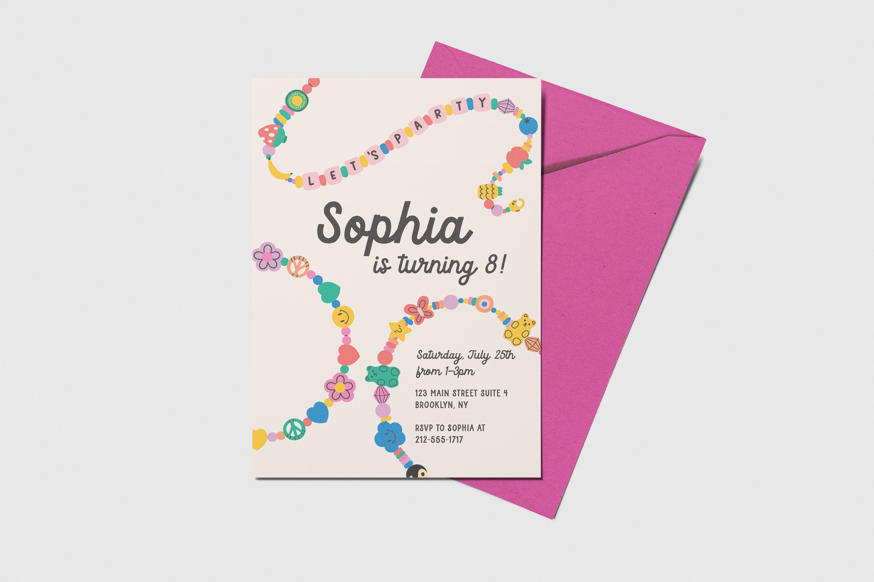 Friendship Bracelet Birthday Invitation: Tween Party, Editable (INSTANT ...