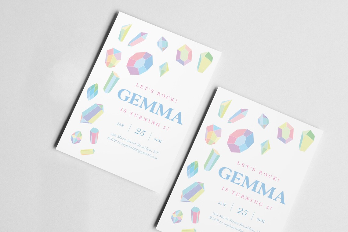 Gems Birthday Party Invitation Gemstone Crystals Geode - Etsy