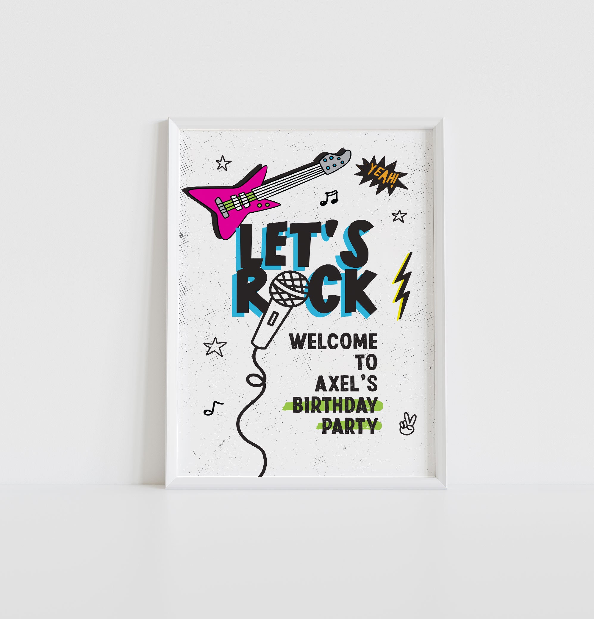 Lets Rock Birthday Party Welcome Sign, 18x24, 24x36, Poster, Rock N ...