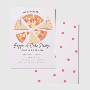 Pizza & Cake Party Birthday Thank You Card With Photo, A Slice of Fun ...