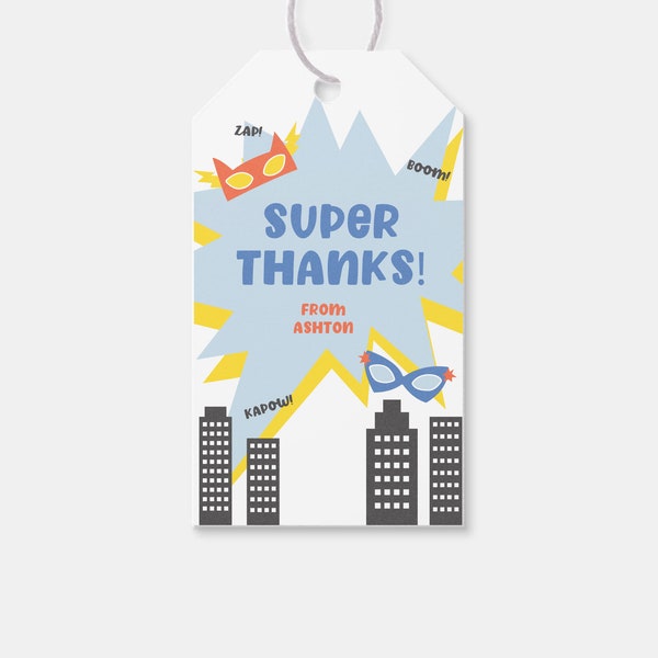 Superhero Favor Tags - Etsy