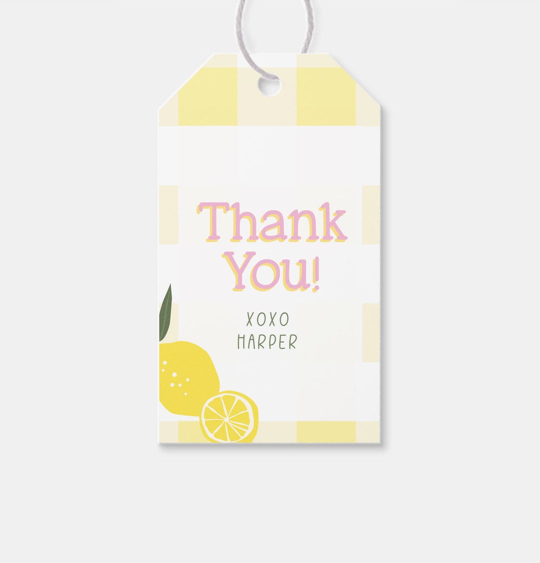 Lemonade Birthday Party Favor Tag, Thank You Tag, Lemonade Birthday ...