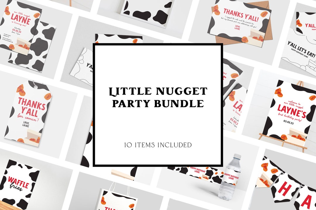 Our Little Nugget Birthday Party BUNDLE, 1st Birthday, Cow, Chicken ...