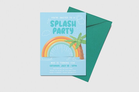 Splash Party Birthday Invitation Summer Celebration Splash - Etsy