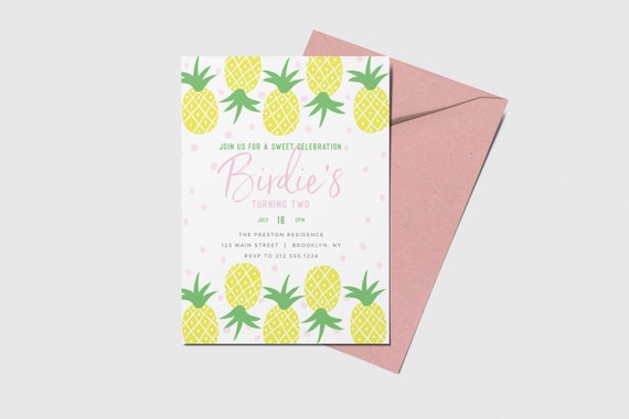 Pineapple Birthday Party Invitation Party Like A Pineapple - Etsy