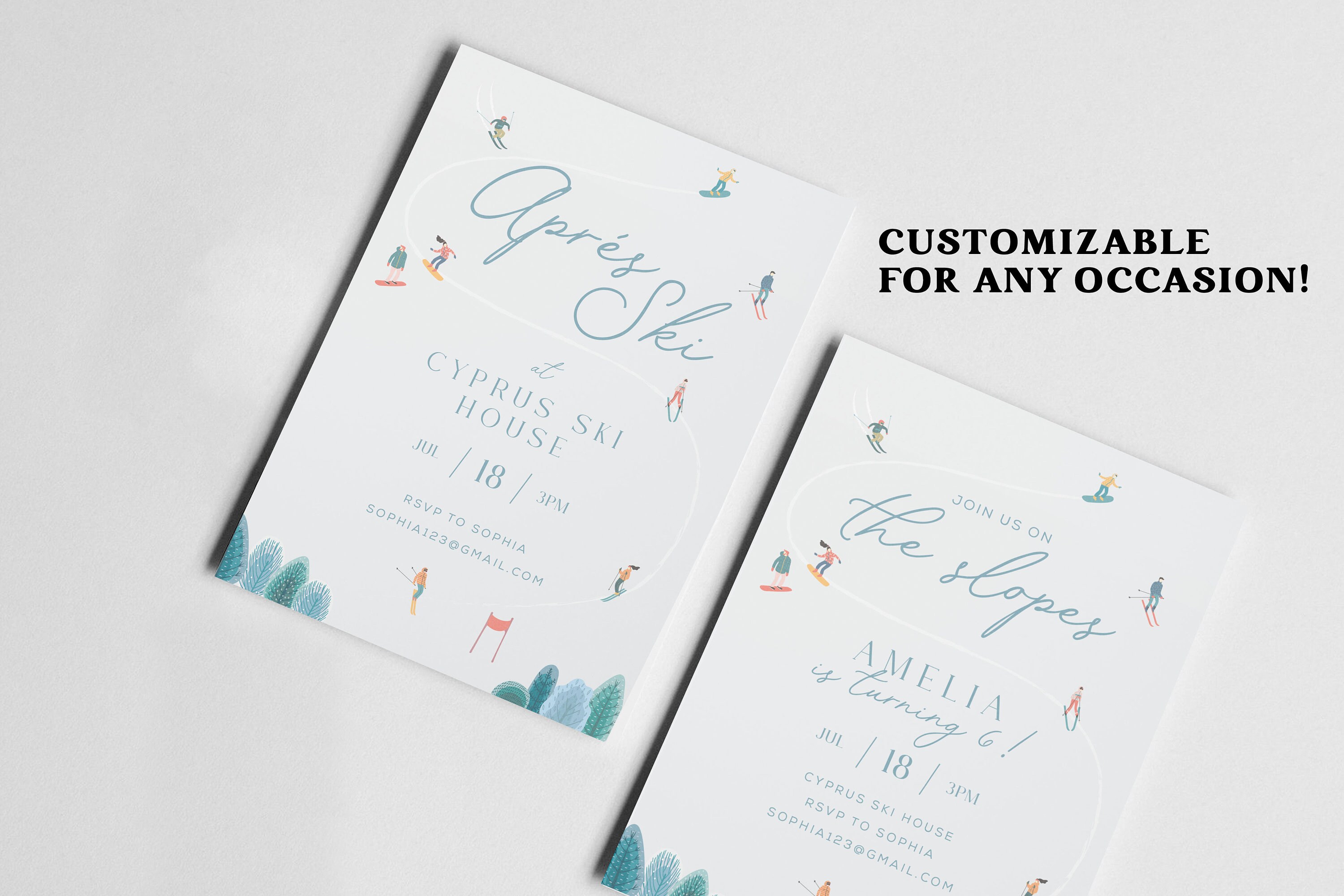 Ski Birthday Party Invitation, Winter Invite, Après Ski, Skiing Party ...