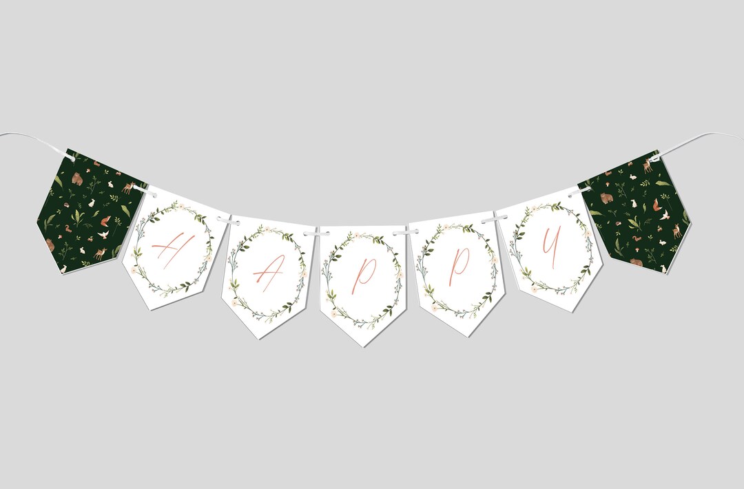 Woodland Animals Birthday Banner: Editable Forest Theme Garland ...