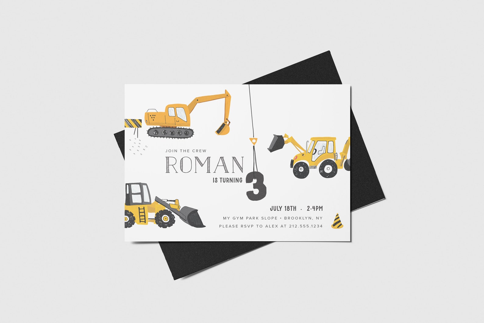 Construction Birthday Invitation, Excavator, Construction Party Theme ...