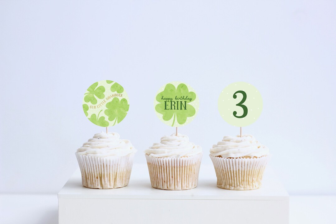 Shamrock Cupcake Toppers: St. Patrick's Day Party Decor (digital ...