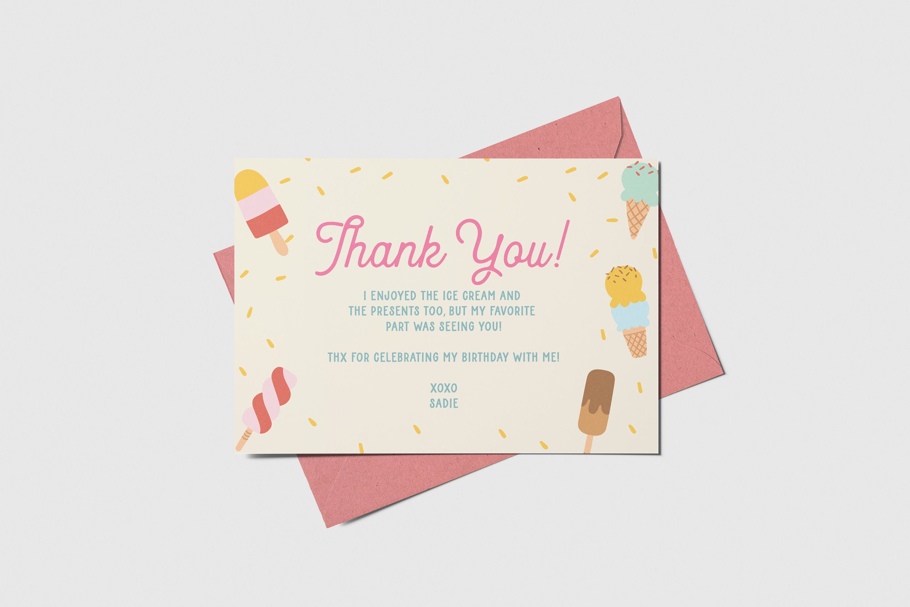 Paper & Party Supplies Greeting Cards Popsicle Thank You Card Boy ...