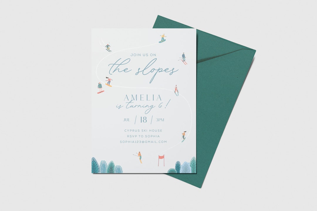 Ski Birthday Party Invitation: Winter Slopes Invite (digital Download ...