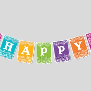Papel Picado Birthday Party Table Signs, Table Decorations, Fiesta ...