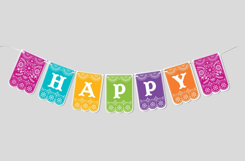 Papel Picado Birthday Banner: Fiesta Garland, Printable (instant ...