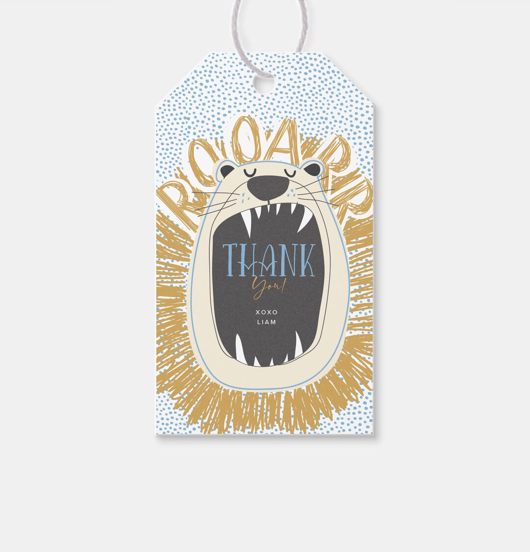 Lion Roar Birthday Party Favor Tag, Thank You Tag, Printable, Editable ...