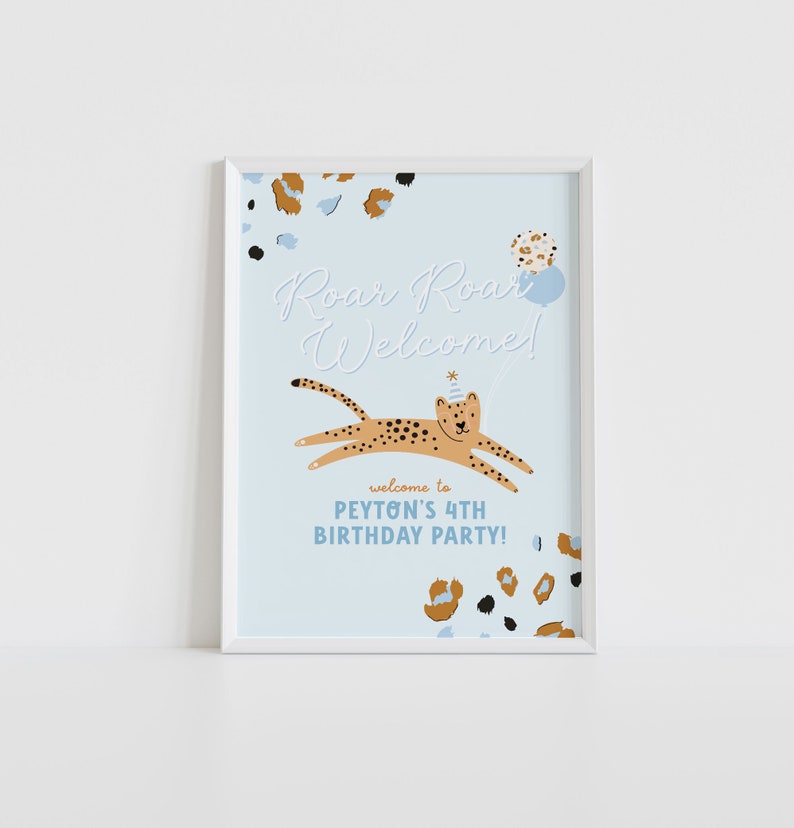 Cheetah Birthday Party Welcome Sign, 18x24, 24x36, Poster, Roar I'm ...