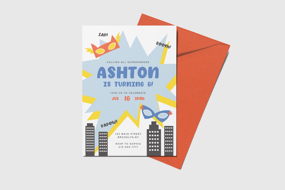 Superhero Birthday Invitation, Superheroes Party, Superhero Theme ...