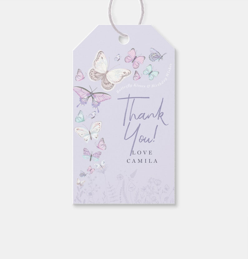 Butterfly Birthday Party Favor Tag, Thank You Tag, Butterflies Birthday ...