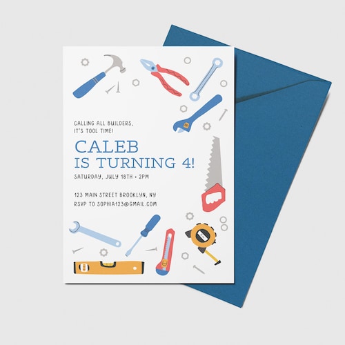 Calling All Builders Birthday Party Invitation Tool Time - Etsy