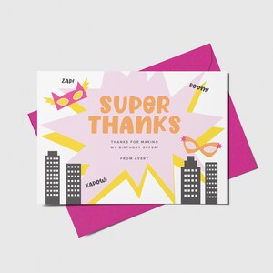 Superhero Birthday Thank You Card With Photo, Superheroes Party ...
