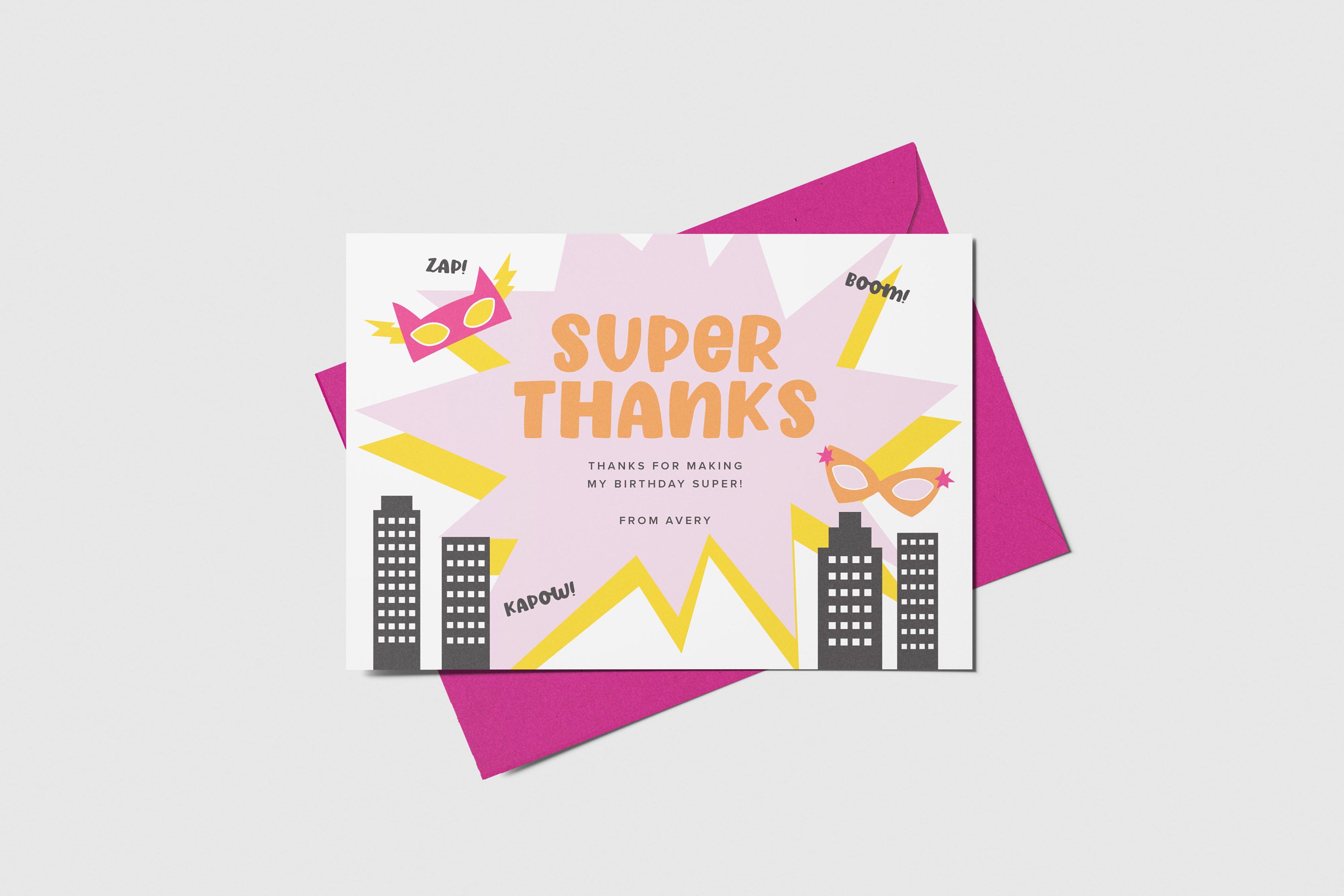 Superhero Birthday Thank You Card With Photo, Superheroes Party ...