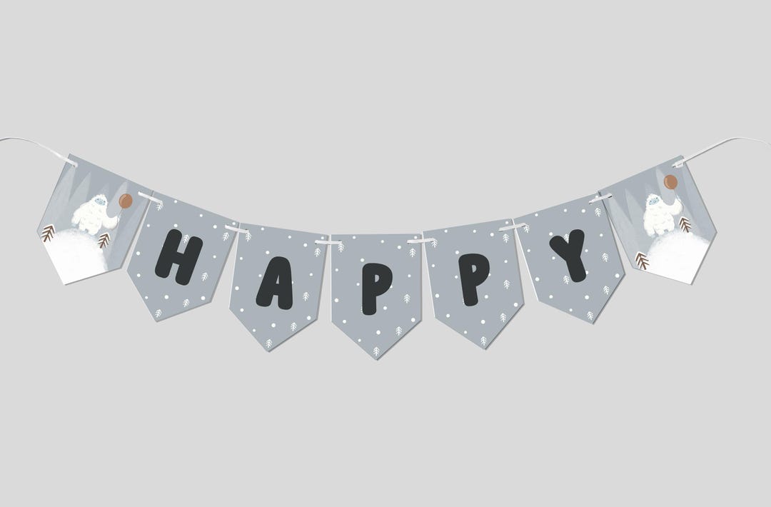 Yeti Birthday Party Banner: Winter Holiday Decor (printable, Editable ...
