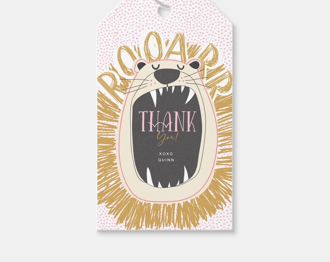 Birthday Thank You Tags, Roar Lion Safari Theme Jungle Party Instant ...