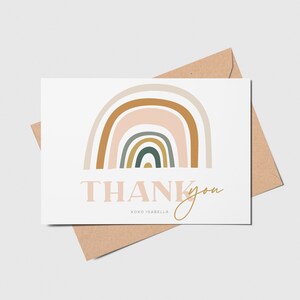 Rainbow Birthday Party Thank You Card, Modern, Boho, Printable ...