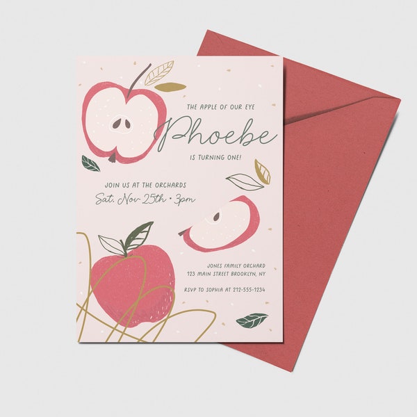 Apple Birthday Invitations - Etsy
