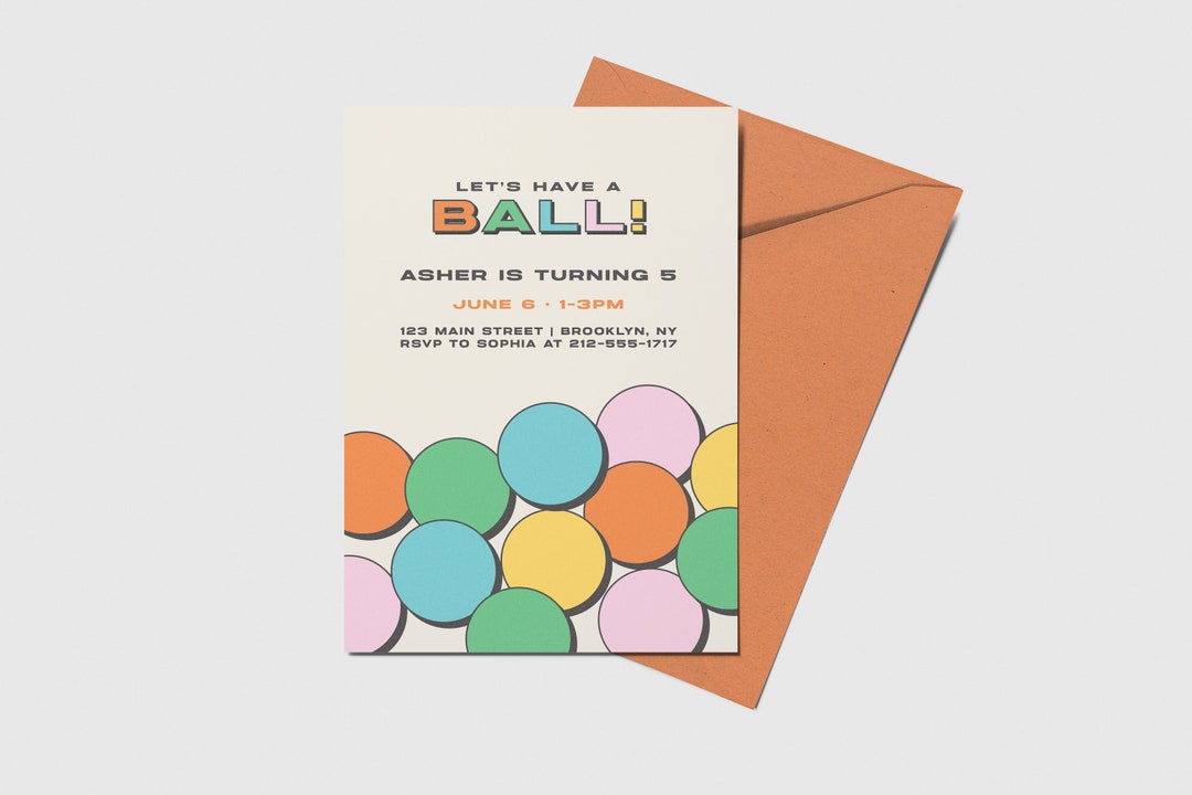 Ball Pit Birthday Party Invite, Let's Have A Ball, Jump & Play, Bounce ...