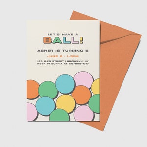 Ball Pit Birthday Party Invite, Let's Have A Ball, Jump & Play, Bounce ...