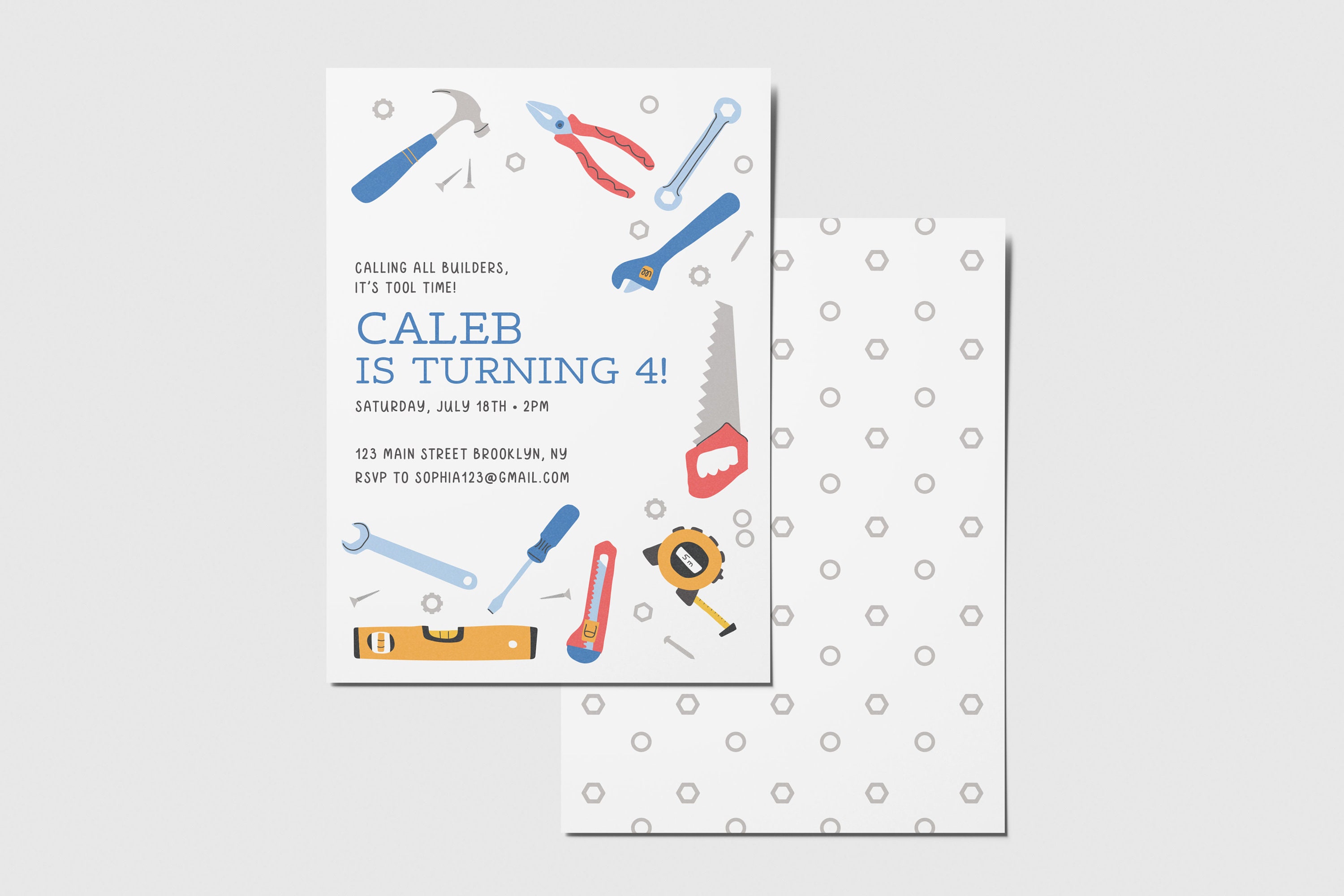Calling All Builders Birthday Party Invitation Tool Time - Etsy