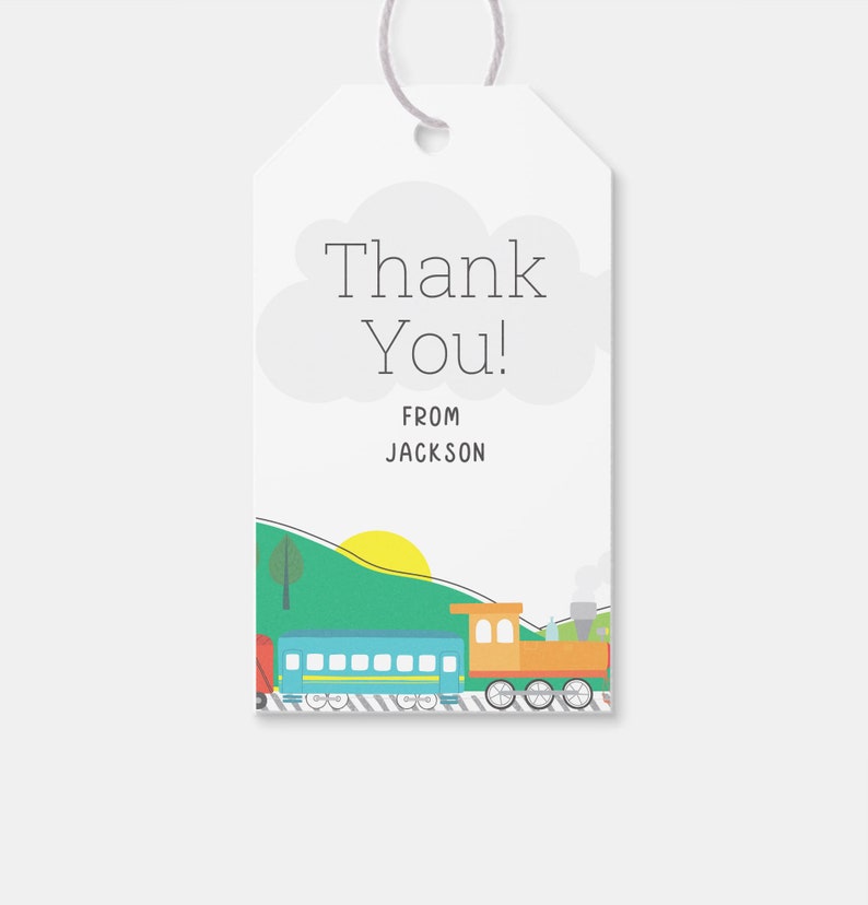 Train Birthday Thank You Card, Train Birthday Theme, Printable ...