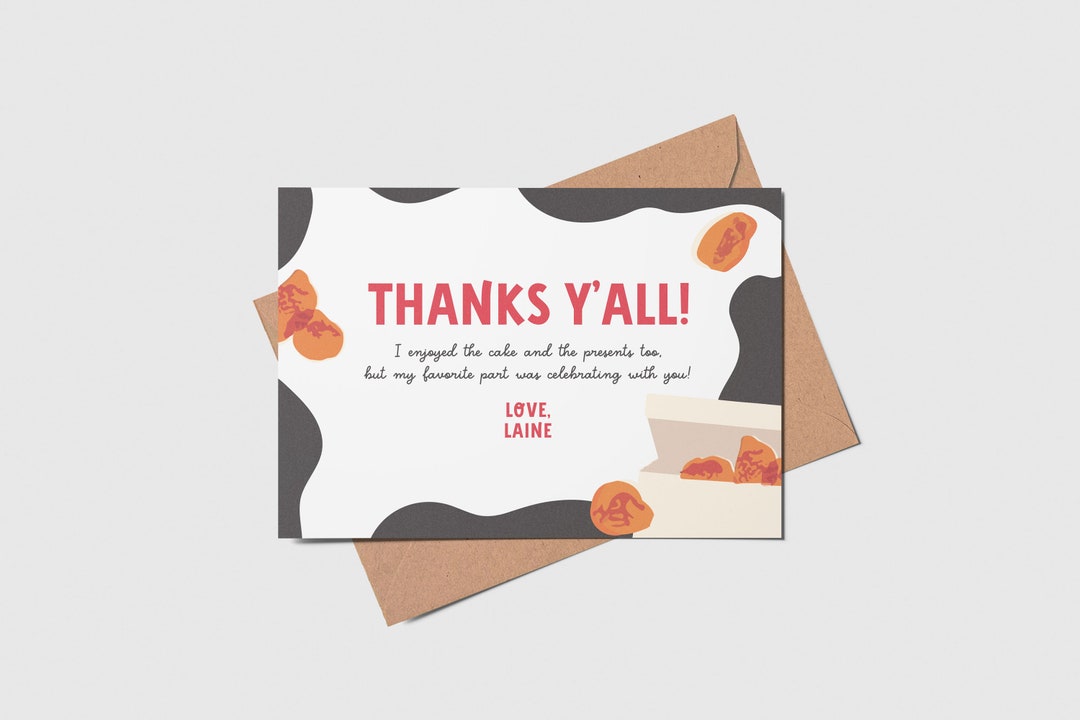 Our Little Nugget Birthday Thank You Card, 1st Birthday, Cow, Chicken ...