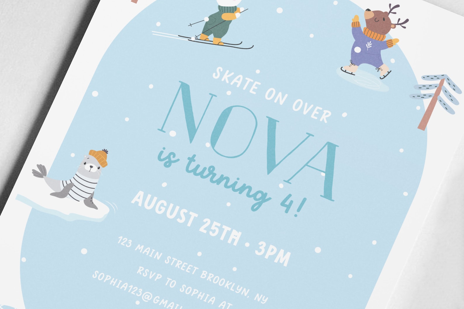 Ice Skating Birthday Party Invitation, Skate on Over, Sledding ...