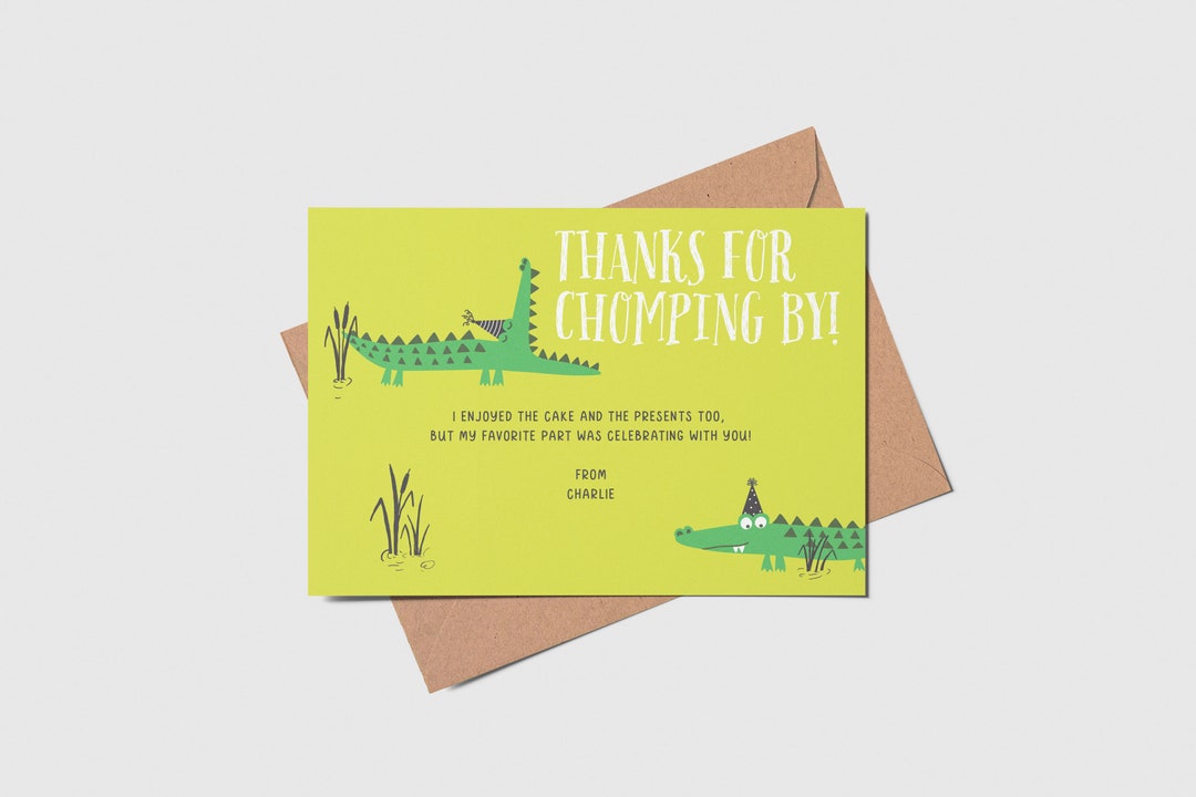 Alligator Birthday Thank You Card: Party in the Swamp (instant Download ...