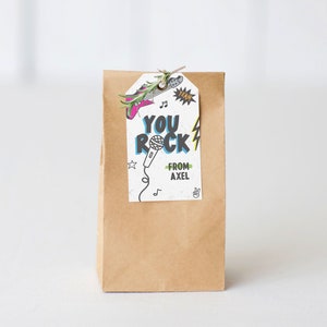 Lets Rock Birthday Party Favor Tag, Thank You Tag, Rock N Roll ...