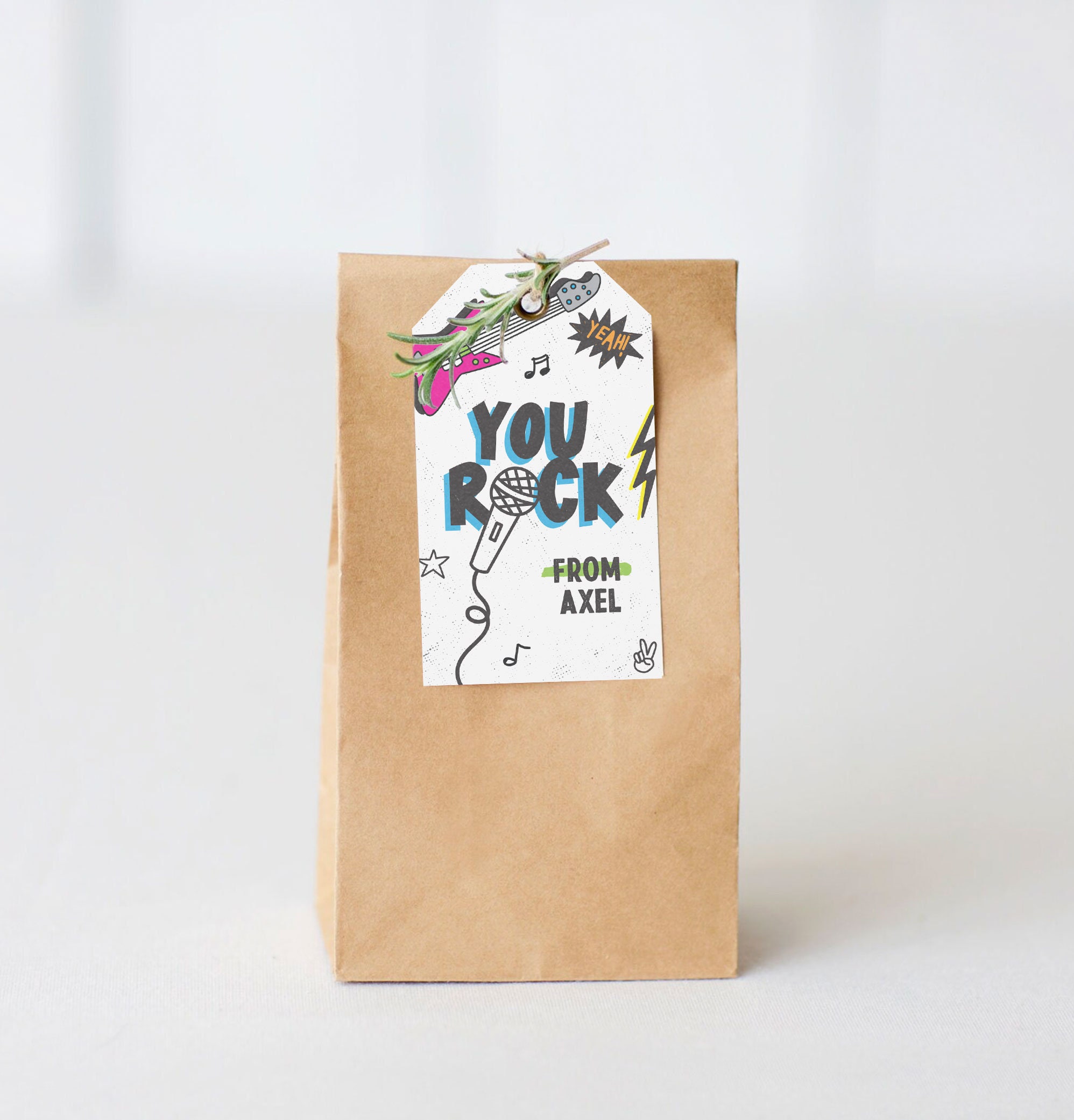 Lets Rock Birthday Party Favor Tag Thank You Tag Rock N - Etsy