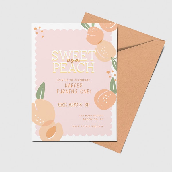 Peach Invitation - Etsy