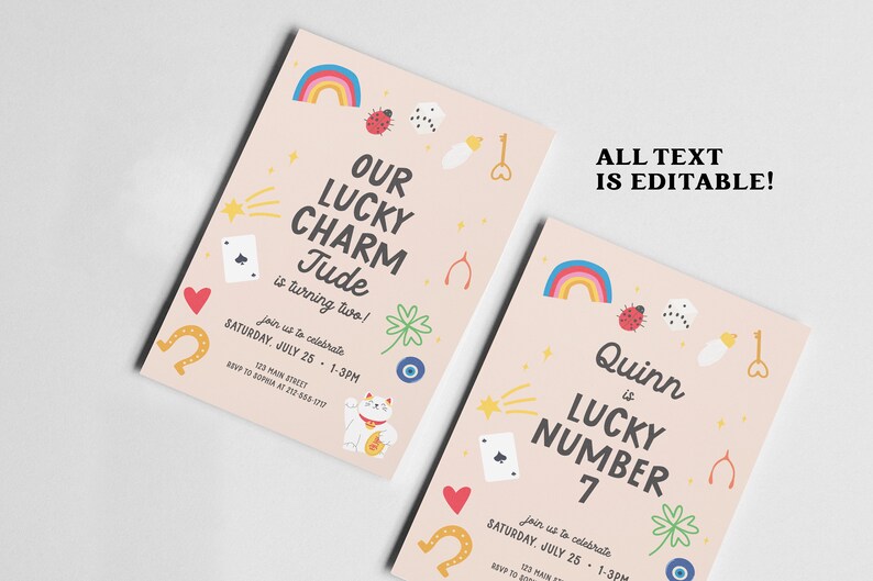 Lucky Charm Birthday Party Invitation, Good Luck Charms, Lucky Number 7 ...