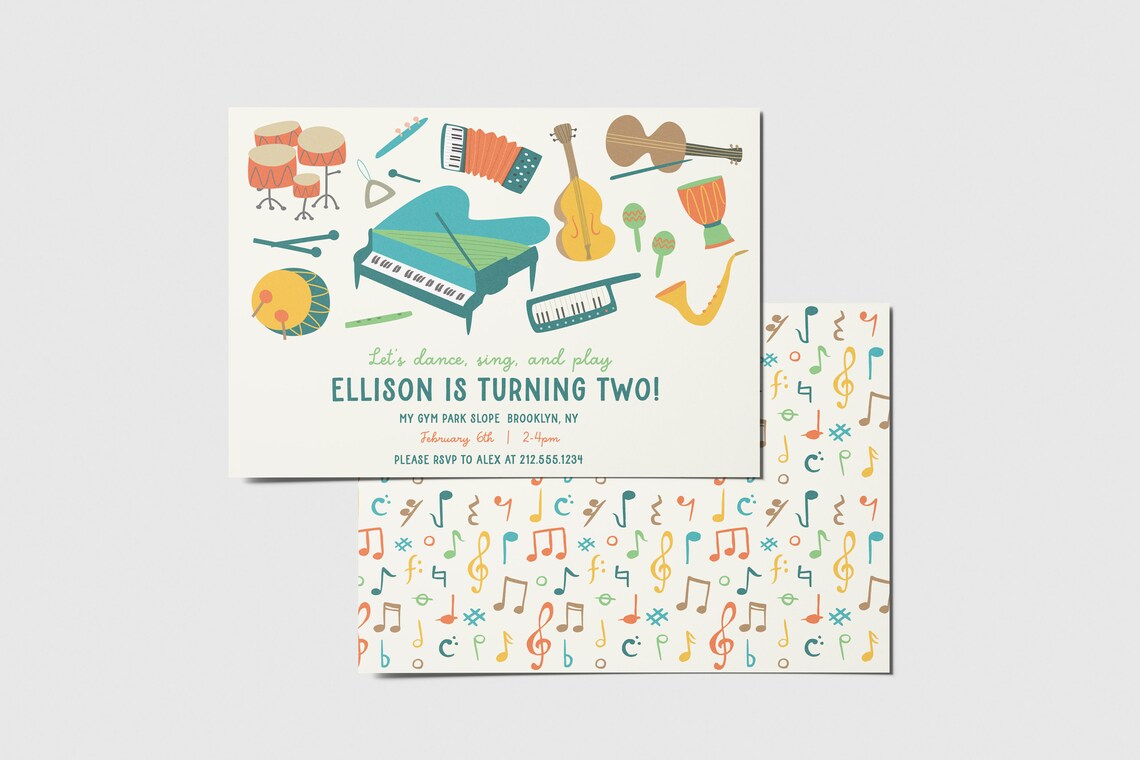 Musical Instruments Birthday Party Invitation Let's Make - Etsy