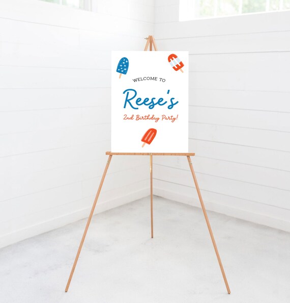 Red White and Two Birthday Party Welcome Sign 18x24 24x36 - Etsy