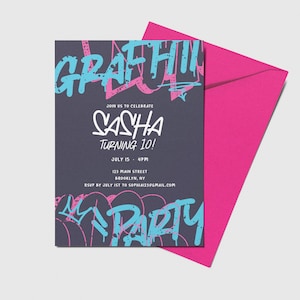 Graffiti Birthday Party Invitation, Tagging, Spray Paint, Street Art ...