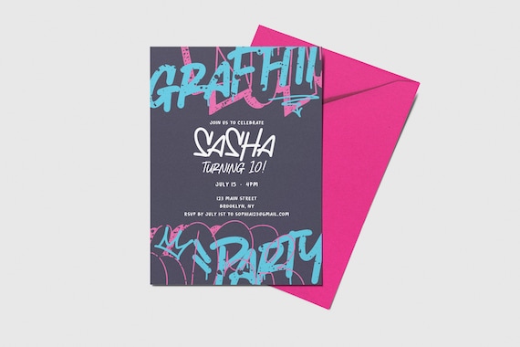 Graffiti Birthday Party Invitation Tagging Spray Paint - Etsy