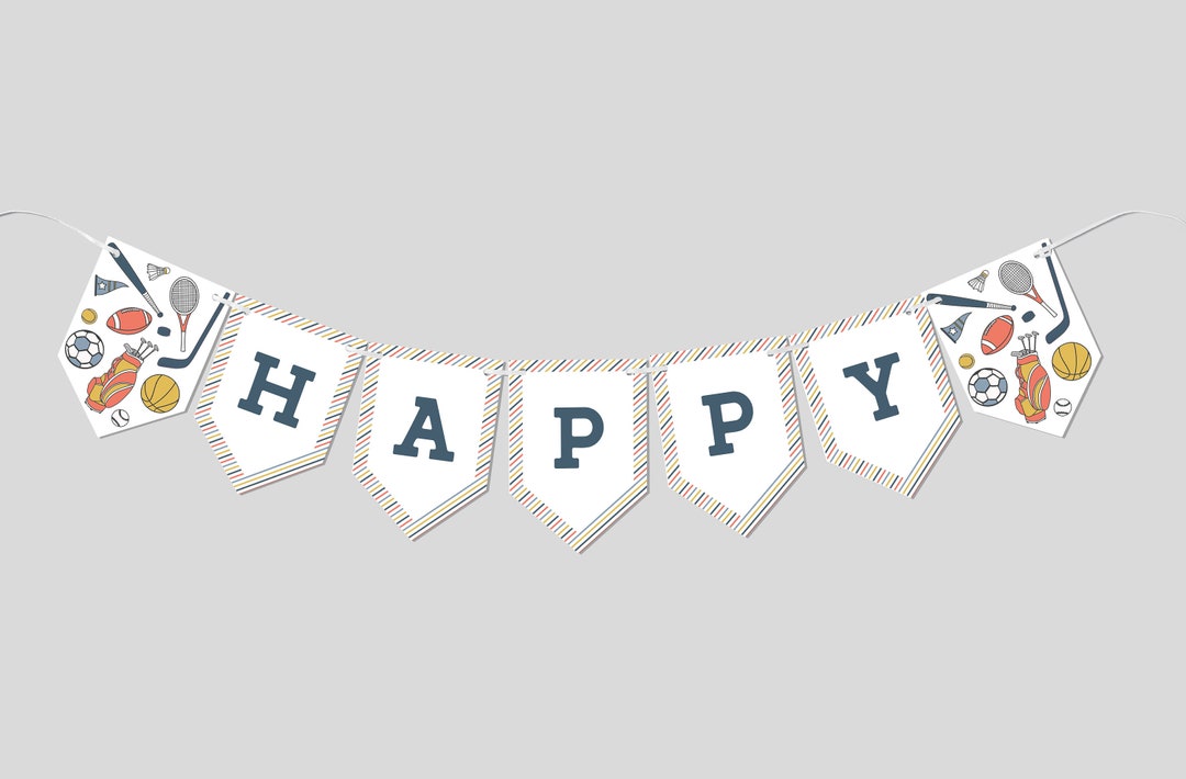 Sports Birthday Party Flag Banner, Garland, Basketball Party, Baseball ...