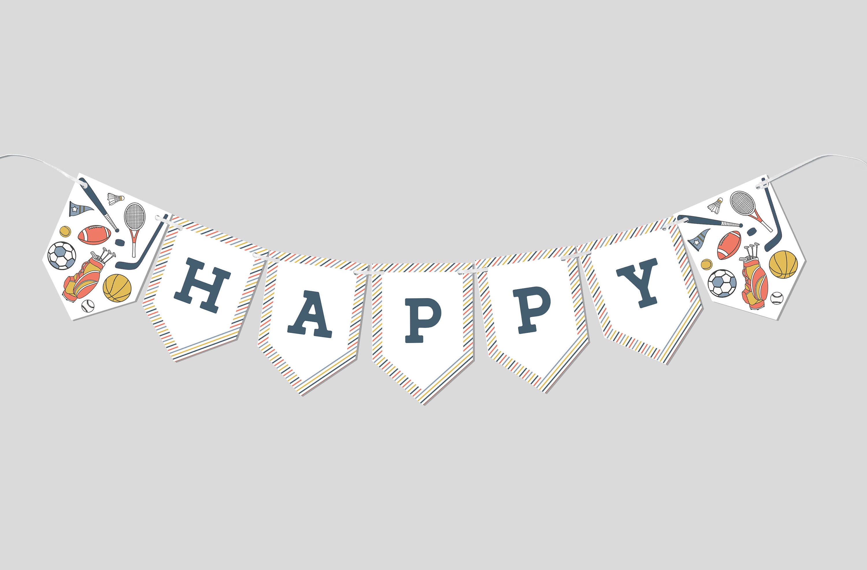 Sports Birthday Party Flag Banner, Garland, Basketball Party, Baseball ...